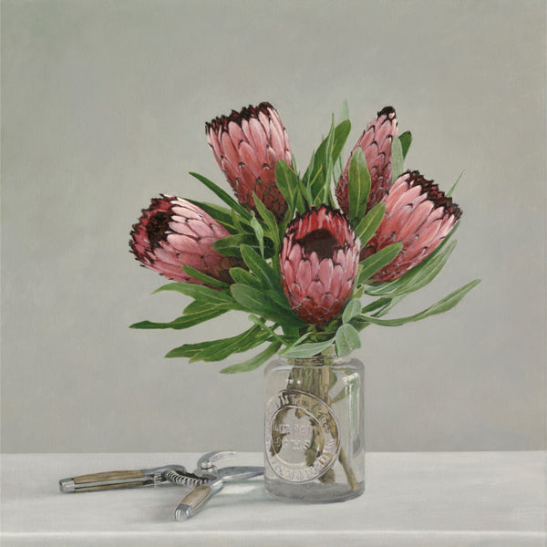 Still life with Protea by artist Peter Atkinson New Zealand Auckland ...